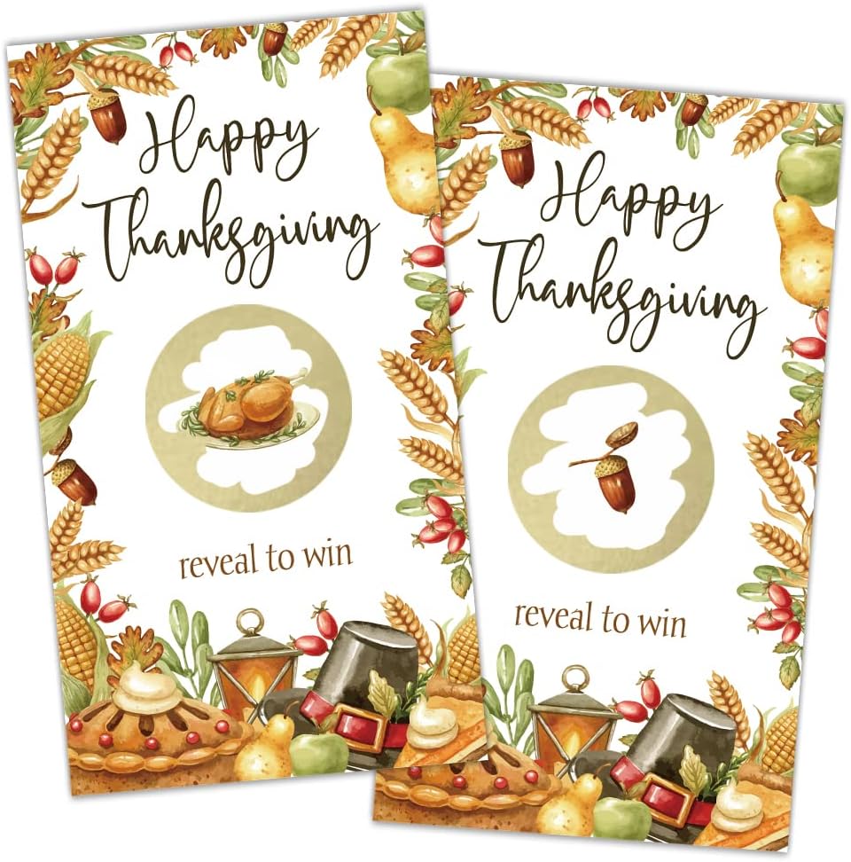Amazon.com : REWIDPARTY Thanksgiving Party Game Scratch Off Cards（32 ...