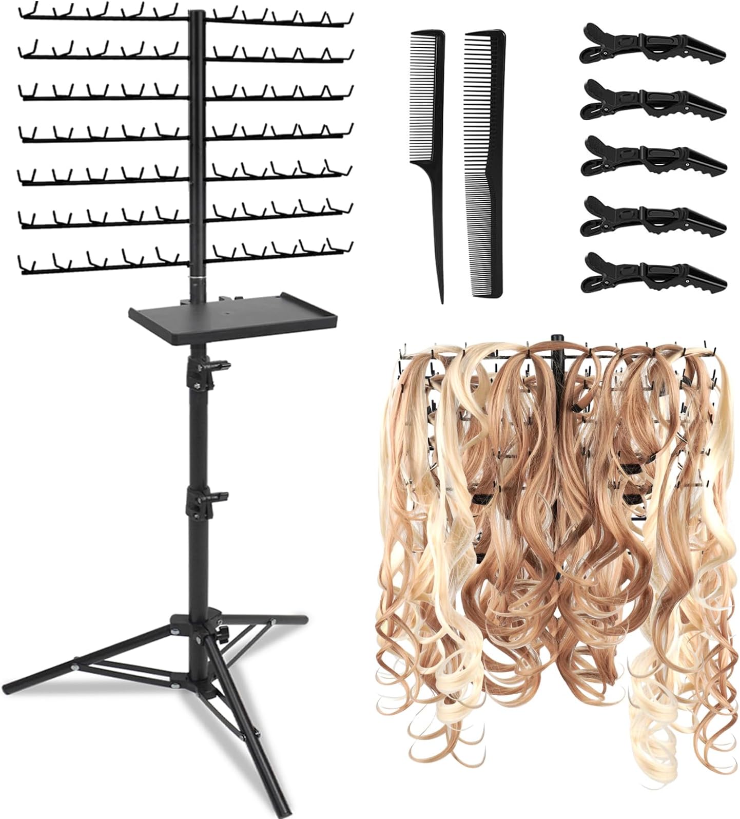 Amazon.com: GADFISH Braiding Hair Rack Desktop, 144 Pegs Height ...