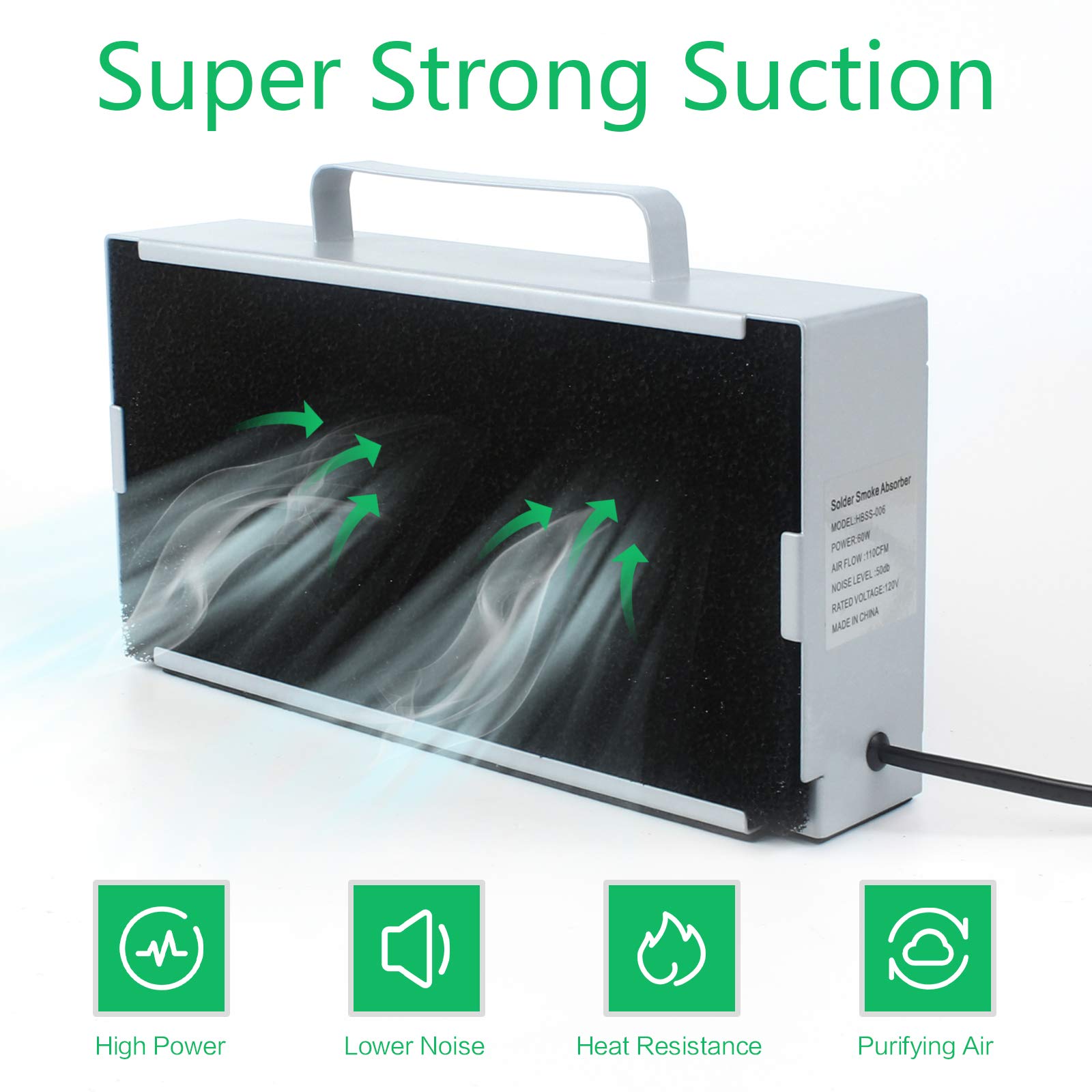 FANOOL Solder Fume Extractor With LED Light - 26 Inch Adjustable Arm, 3 ...