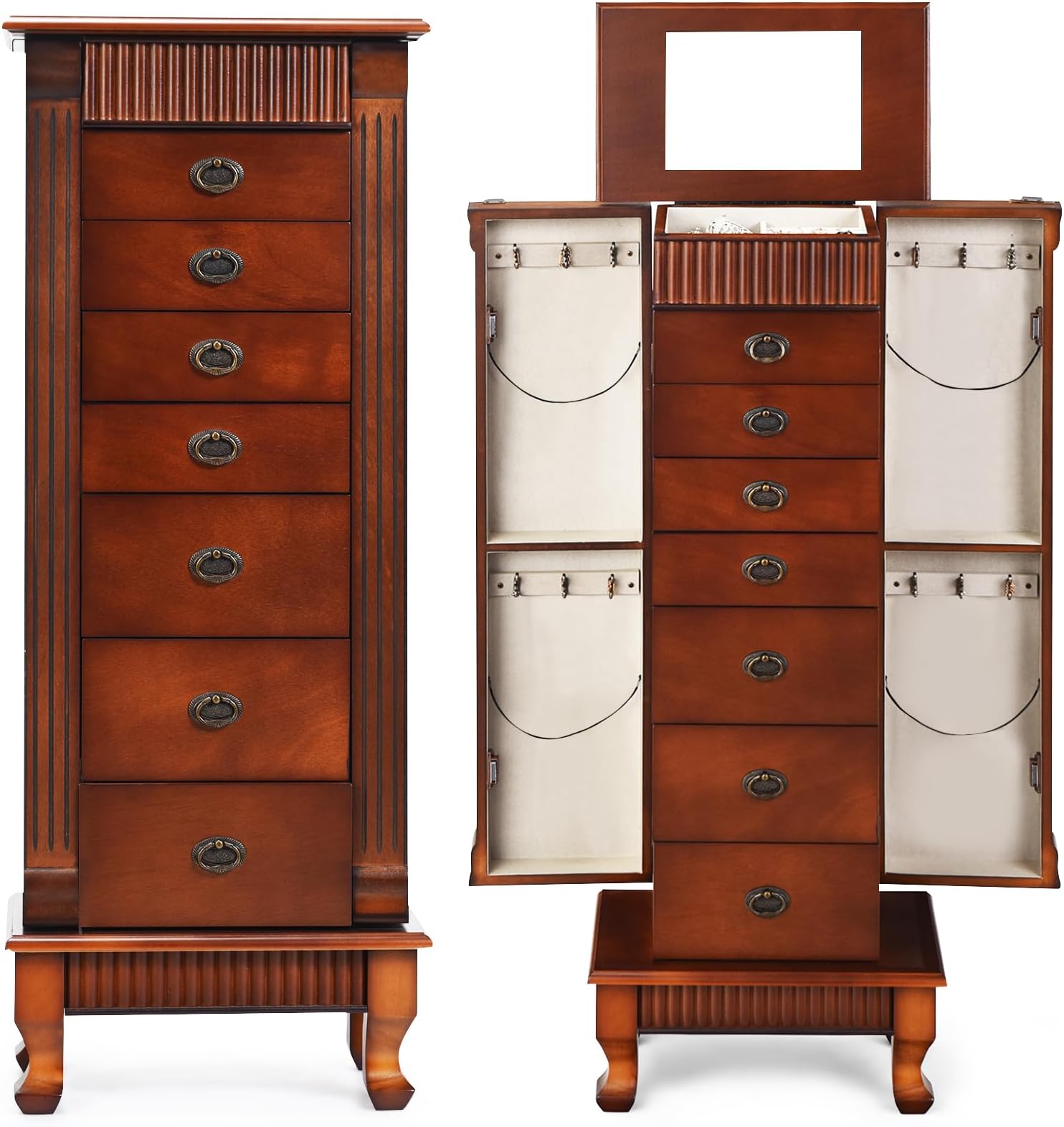 Amazon.com: PayLessHere Wooden Jewelry Cabinet Jewelry Organizer ...