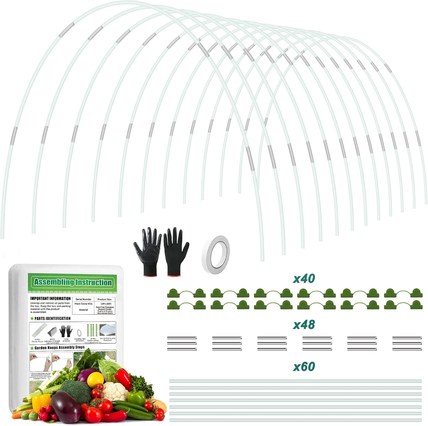 Amazon.com : 12 Sets Greenhouse Hoops for Raised Beds with Garden Mesh ...