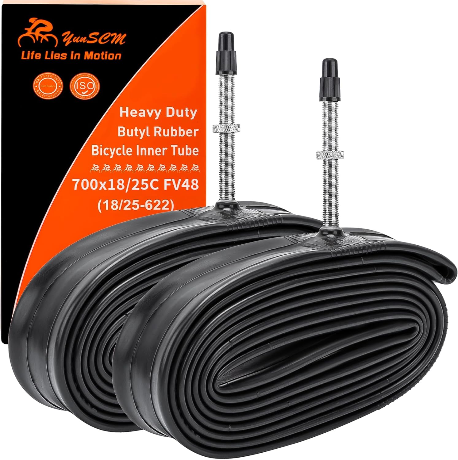 Amazon.com : 700C Heavy Duty Bike Tubes 700x18C/23C/25C FV48 Presta ...