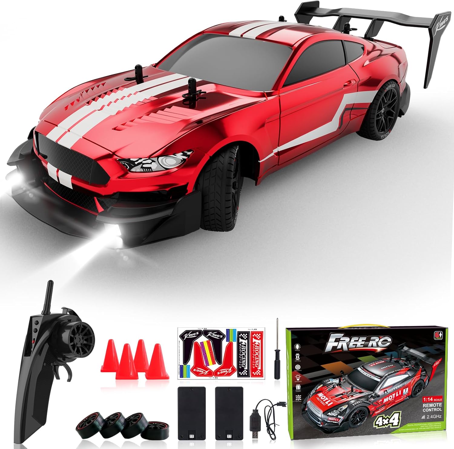 Amazon.com: Desdoni RC Drift Car 1:16 Scale Remote Control 4WD with LED ...