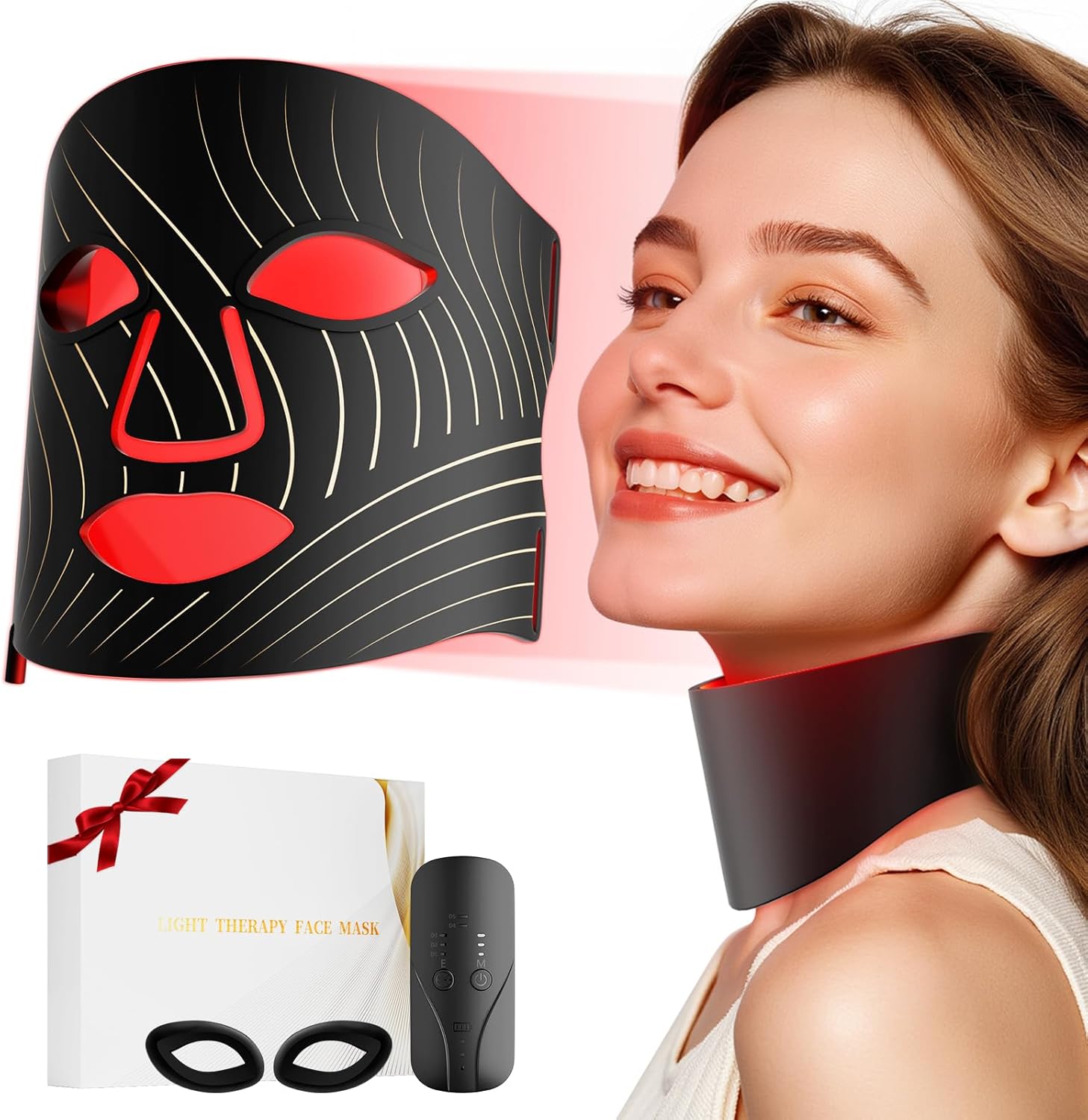 Amazon.com: ONLUKY Red Light Therapy for Face,LED Face Mask Light ...