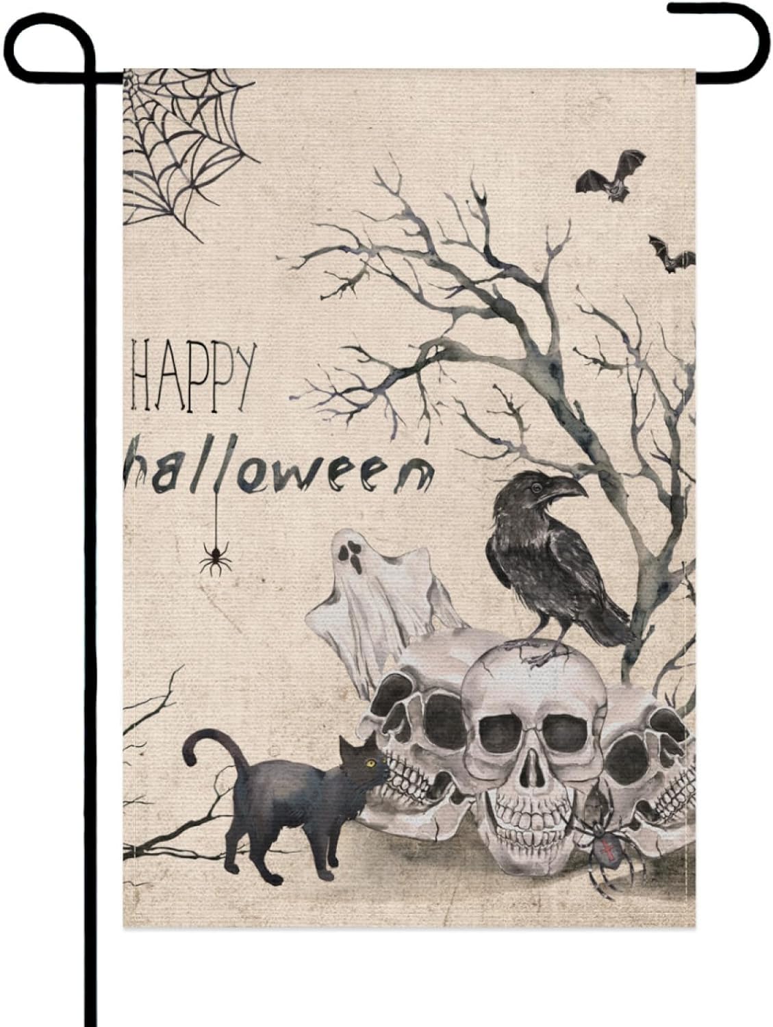Amazon.com : Halloween Garden Flag, Skull Halloween Flags Porch Decor ...