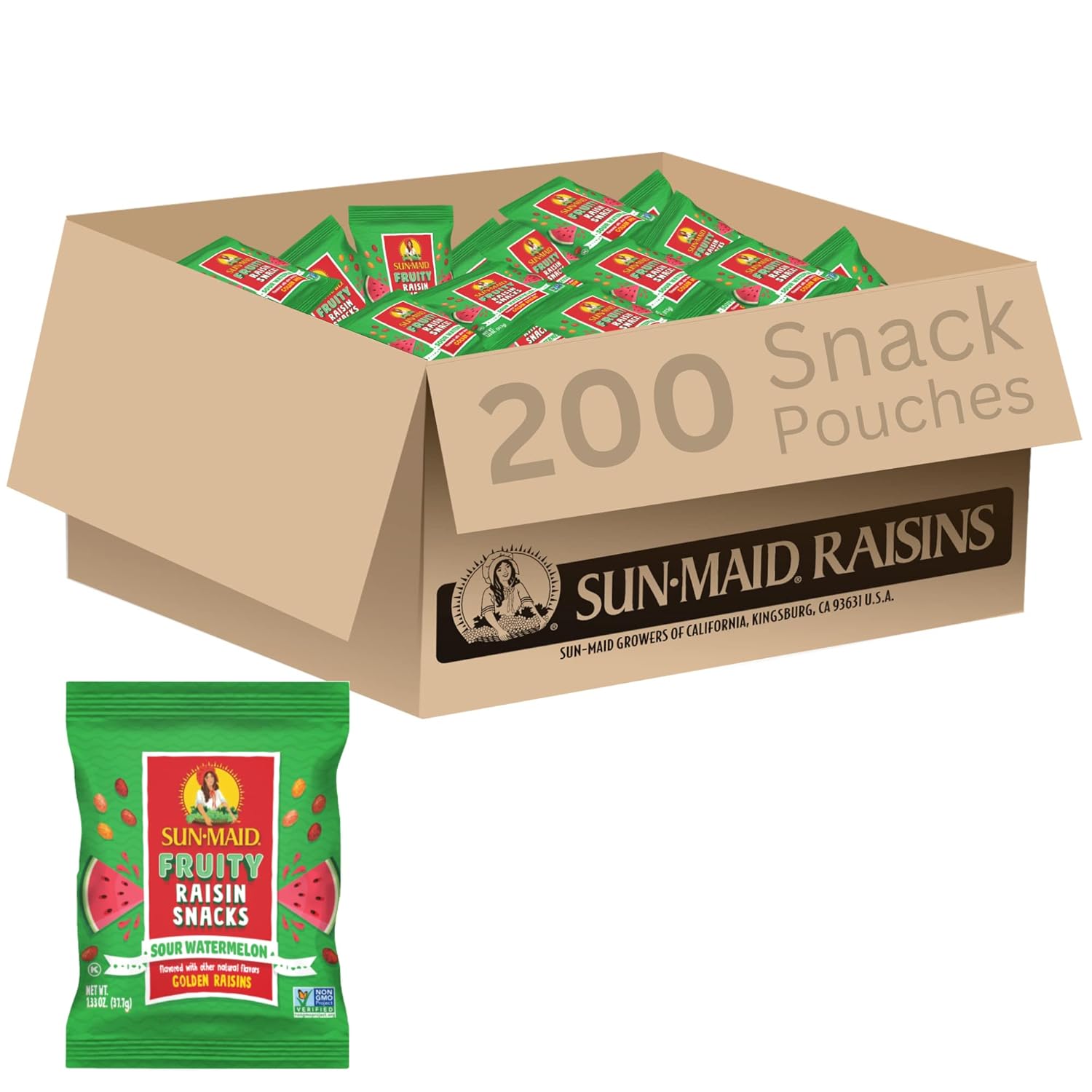 Amazon.com: Sun-Maid Sour Watermelon Fruity Raisin Snacks - (200 Pack ...