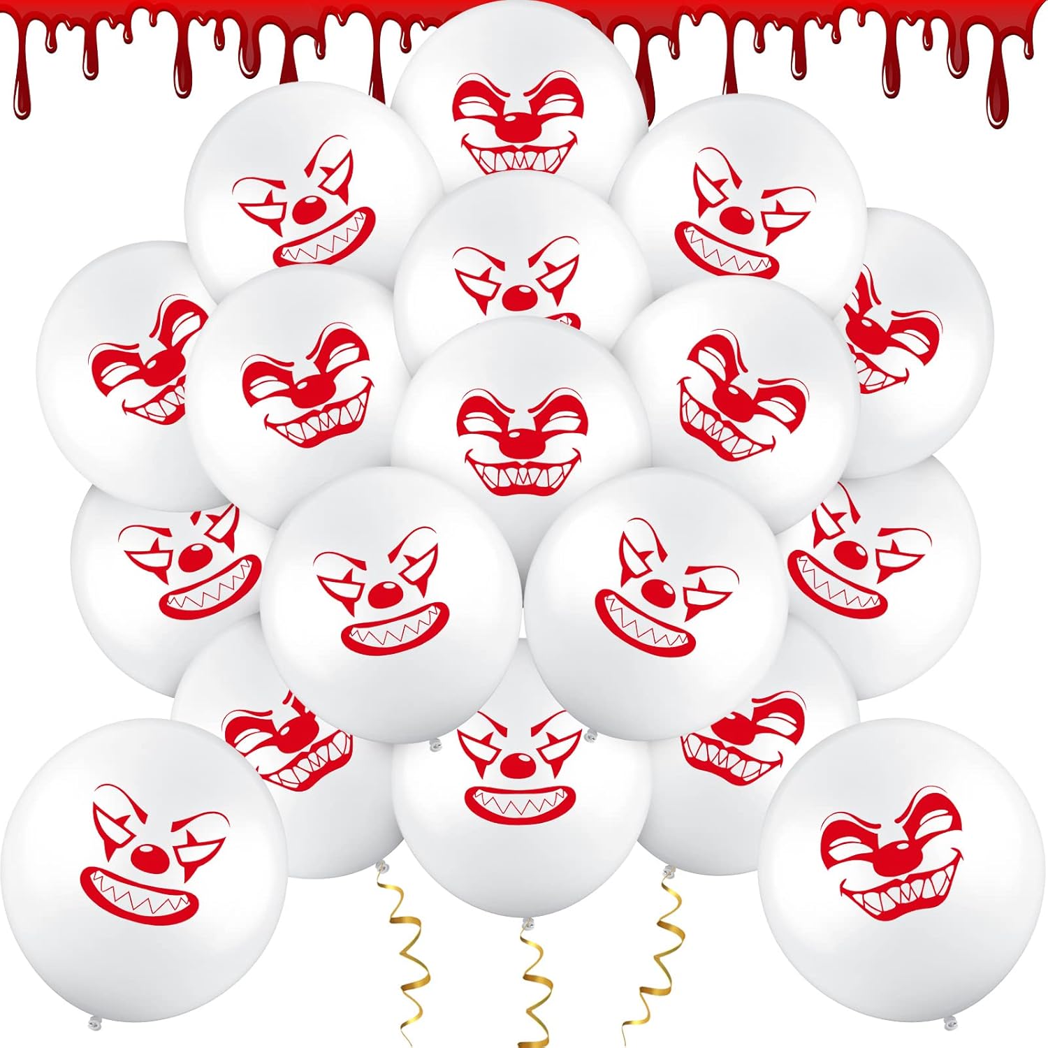 Amazon.com: Zubebe 100 Pcs Halloween Clown Horror Balloons, 12 Inch ...