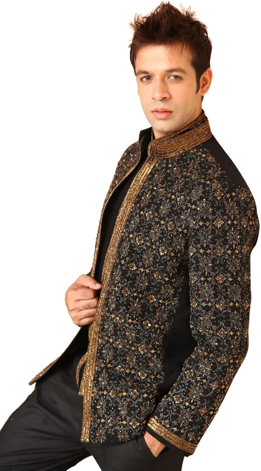 Heavy Black Traditional Indian Jodhpuri Suit Sherwani for Men at Amazon ...