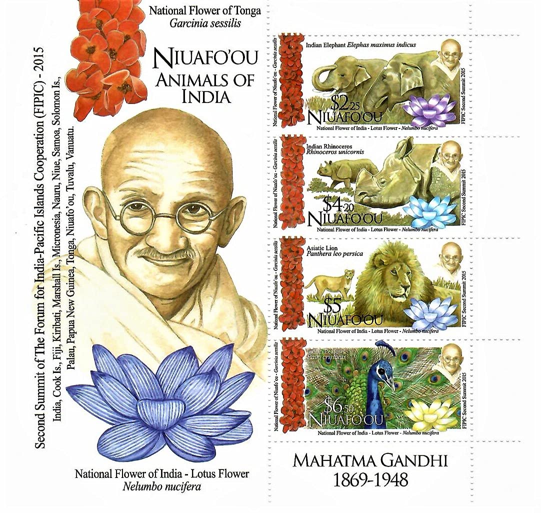 Buy Aranyak Hobby Tonga 2016 Miniature Stamp Mahatma Gandhi with Lotus ...