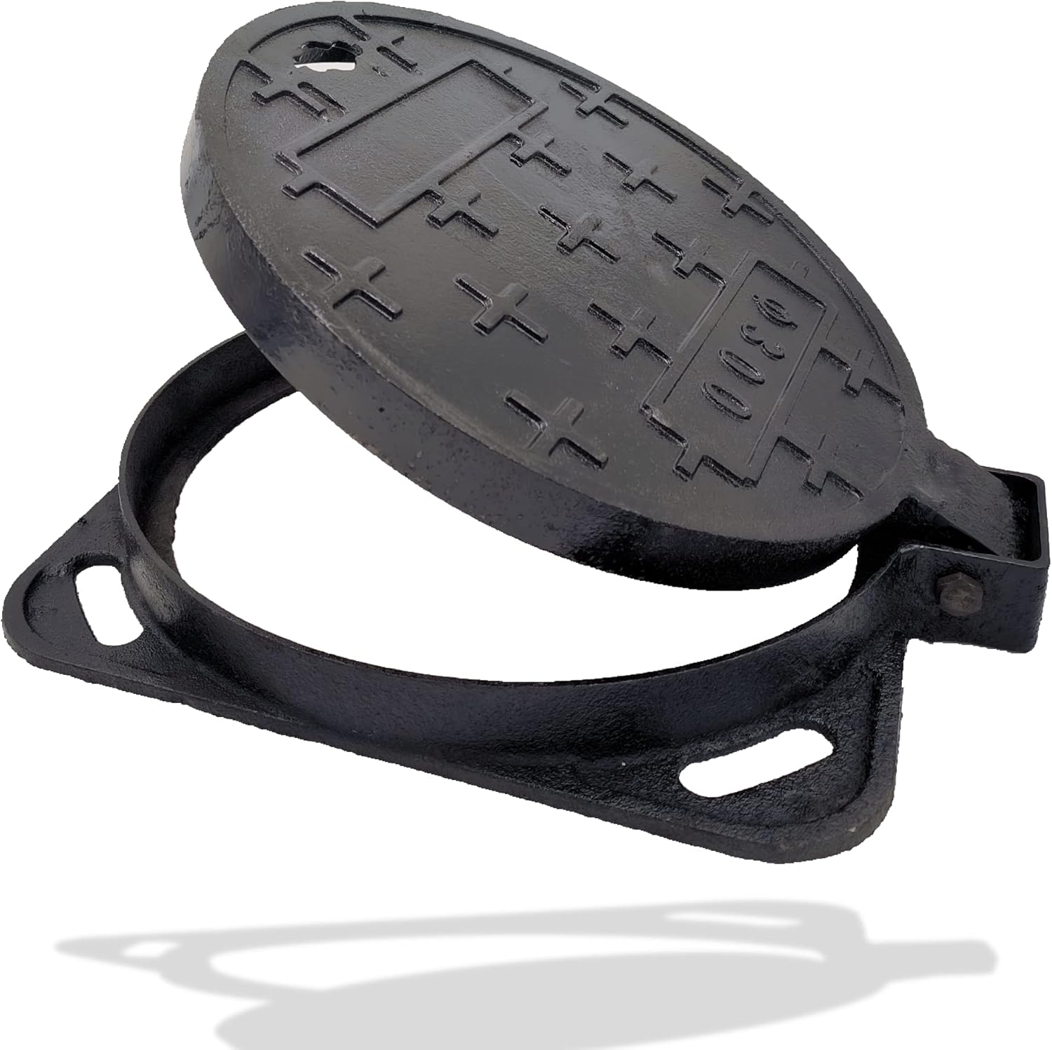 Amazon.com: MOSINSBO 12” Cast Iron Manhole Cover and Frame, Black ...