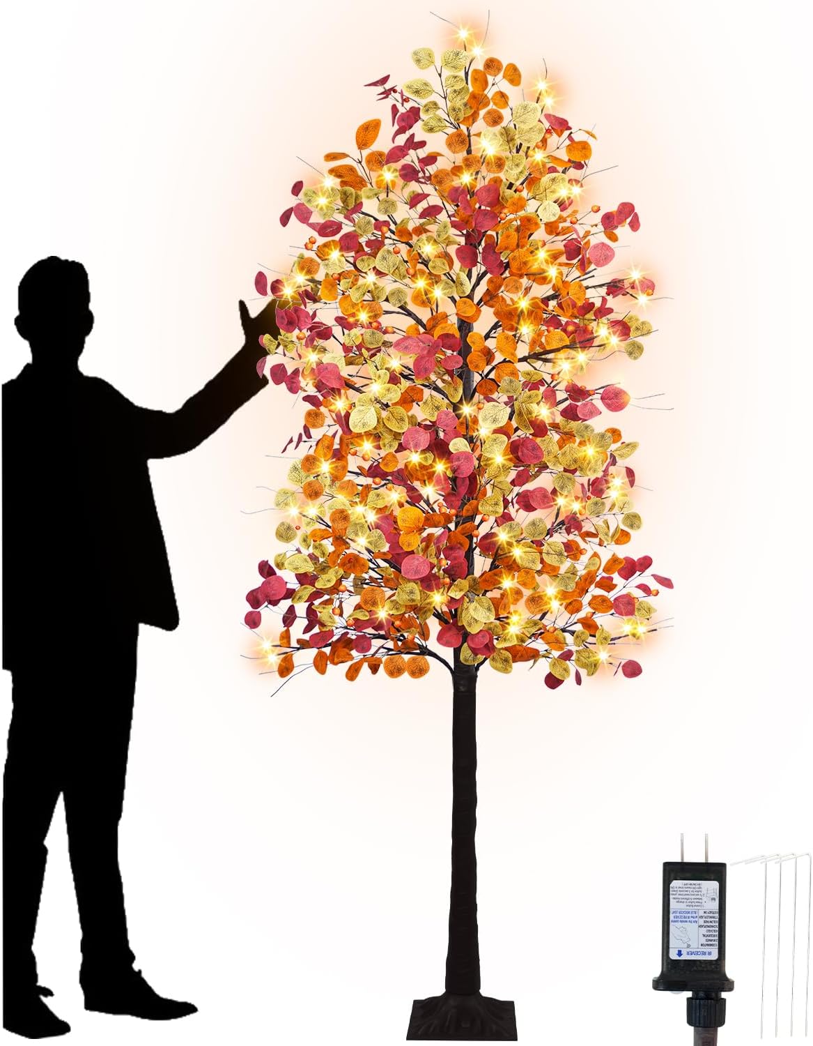 Amazon.com: TORONTOKYO 8FT Lighted Fall Eucalyptus Tree Fall Decoration ...