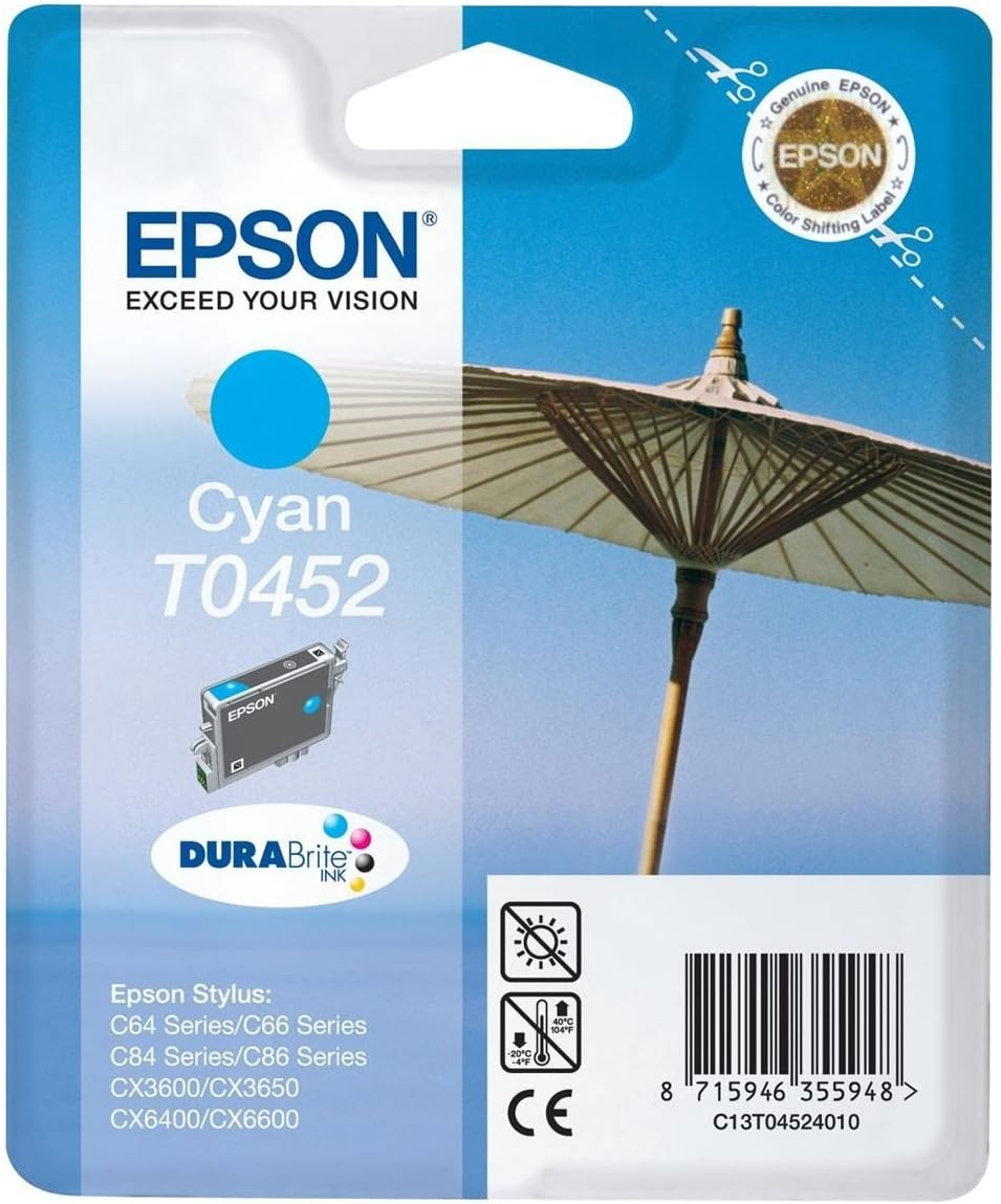 Epson Stylus printer original ink inkjet print cartridge standard capacity T0452 Cyan Blue ...