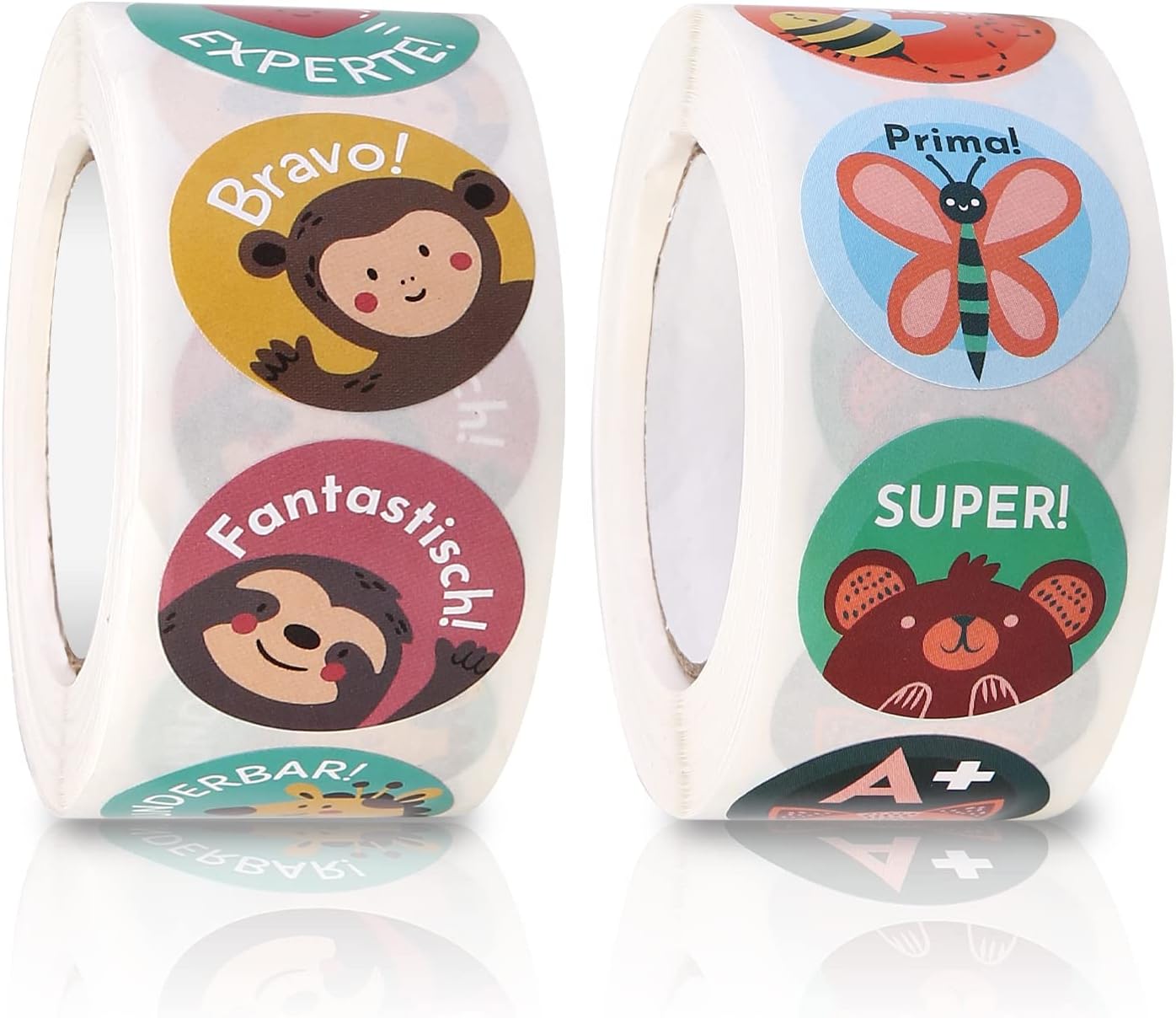 KIKVTER Aufkleber Kinder Rolle, 1000 Stück Tieraufkleber Runde, Animal ...