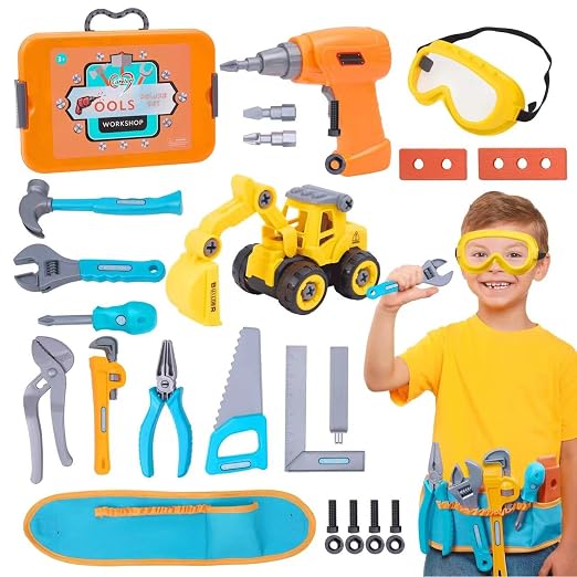 Buy Kids Tool Set-Pretend Play Construction Toy with Tool Belt and ...