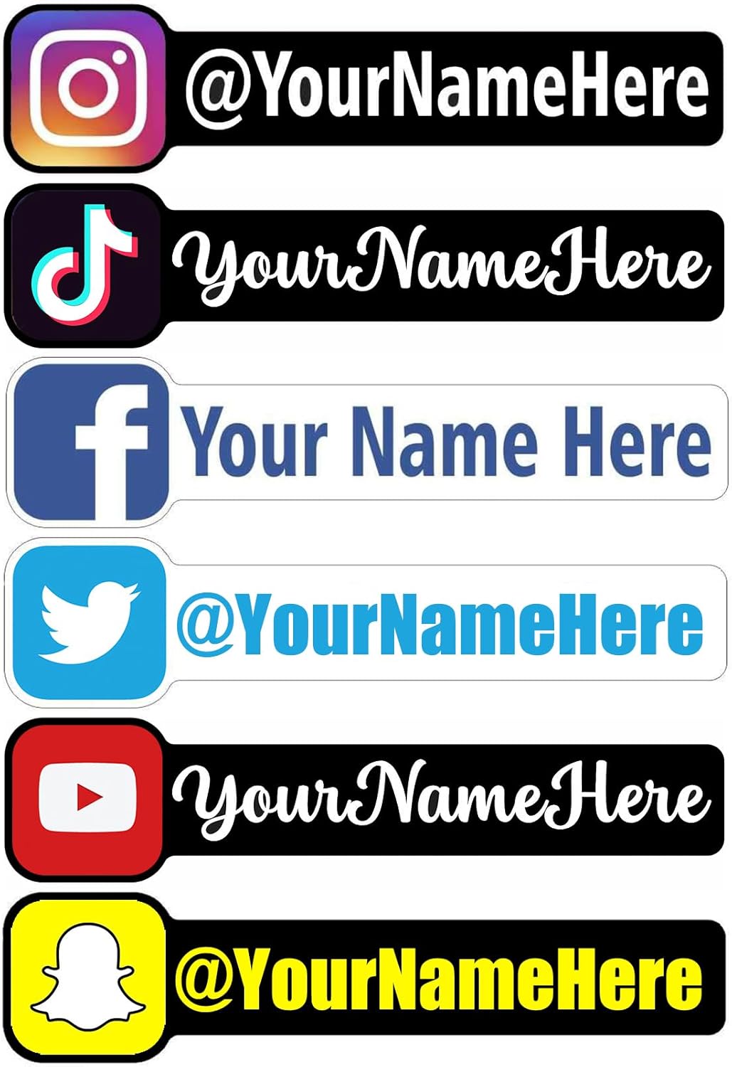 Custom Social Media Username Decals Stickers for Instagram/Facebook ...