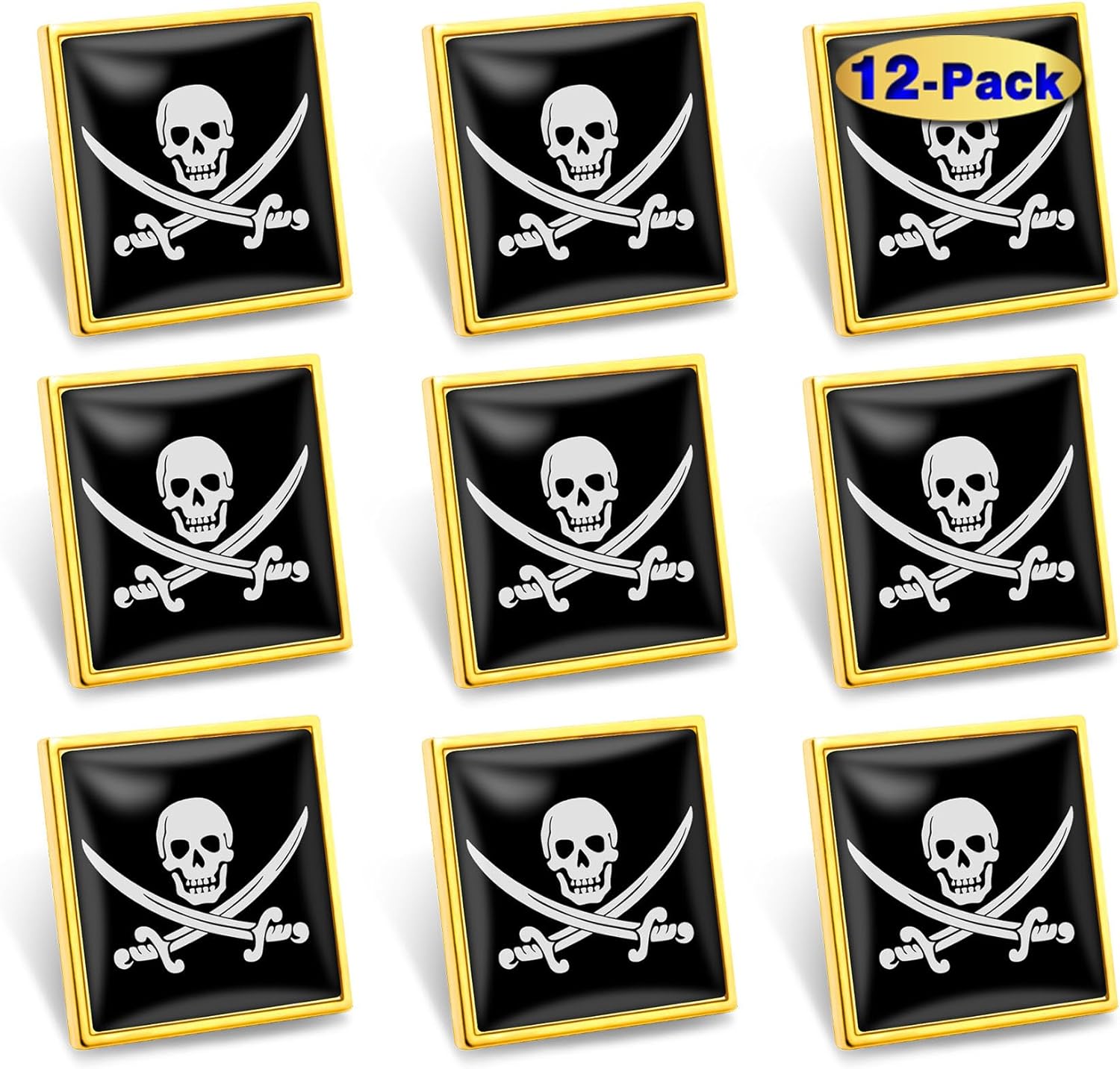 Amazon.com: 6/Pcs Pirate Flag Lapel Pins Bulk - Metal Jolly Roger Ship ...