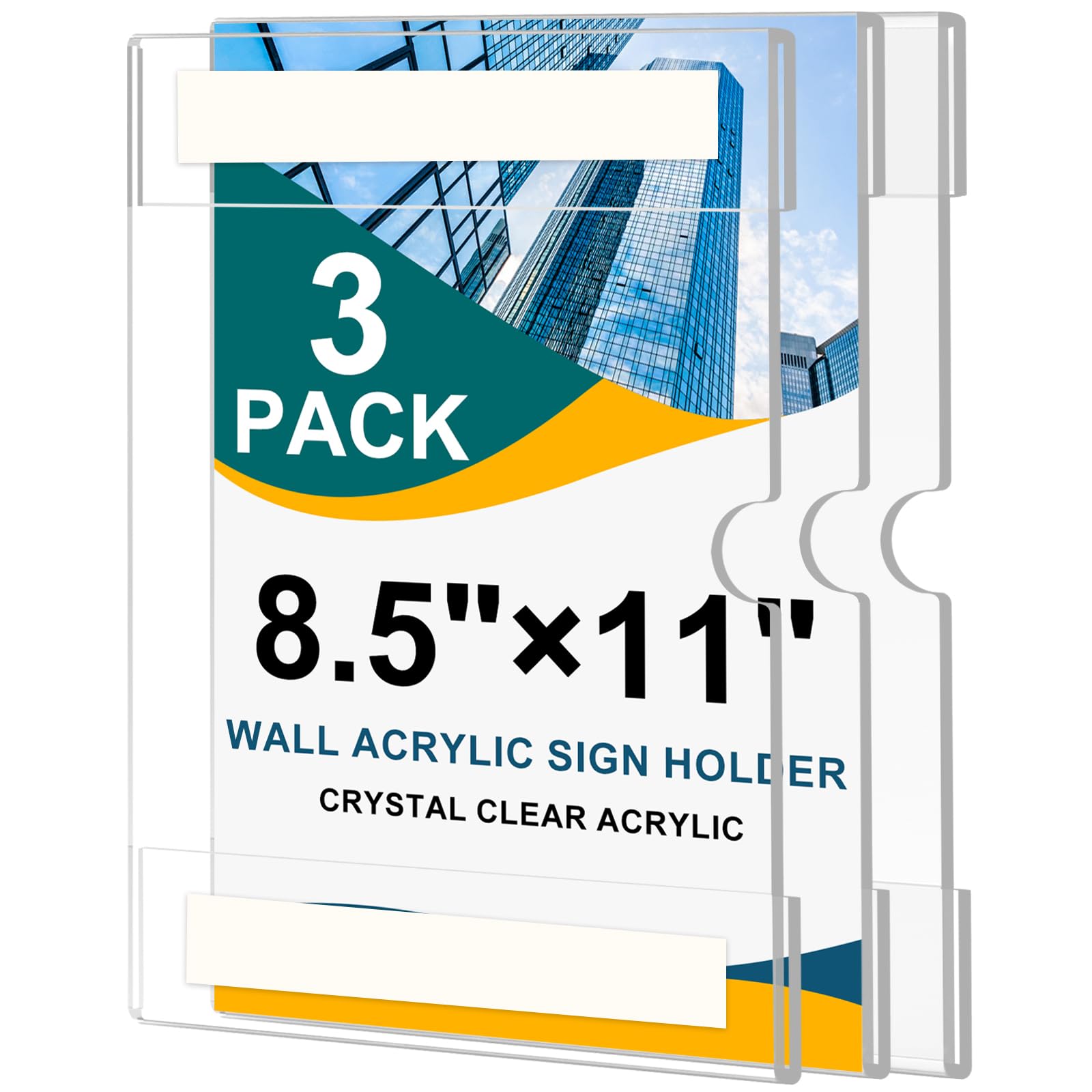 Acrylic Sign Holder 8.5 x 11 Wall Mount ,3 Pack Sign Holder with Double ...