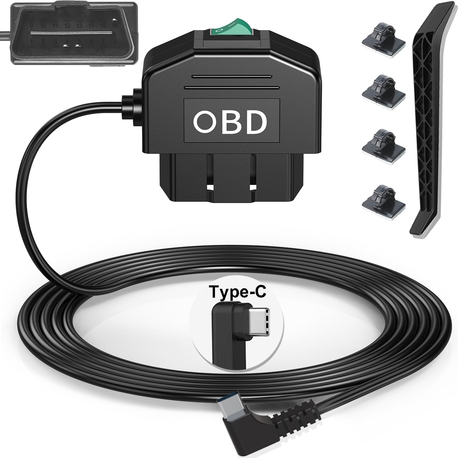 Dash Cam OBD Hardwire Kit, Dash Camera USB Type C Hardwire Kit with OBD ...