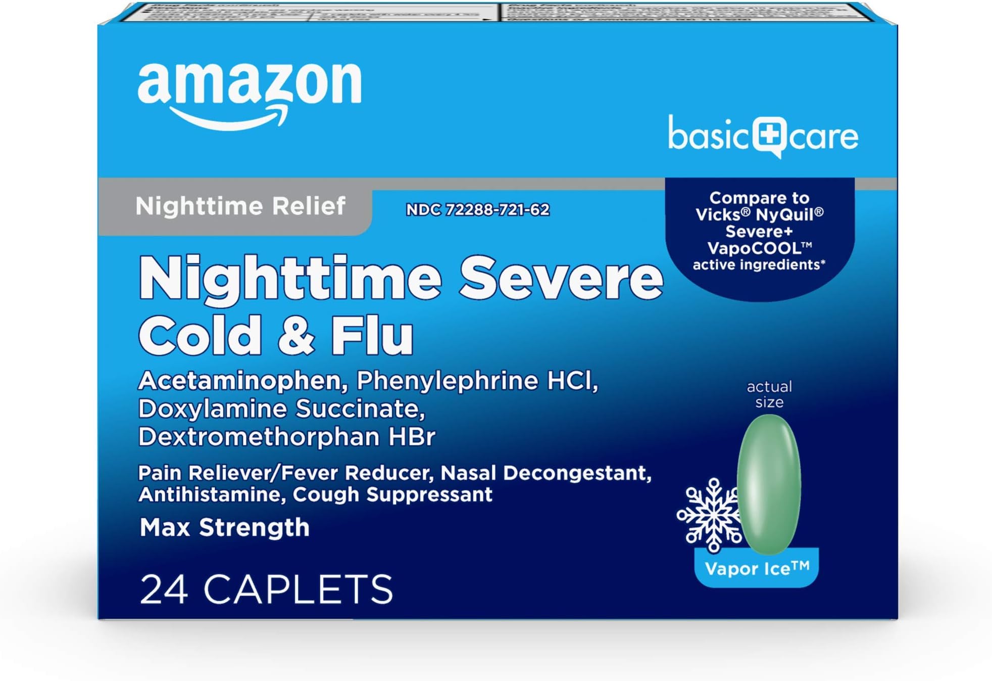 Amazon.com: Amazon Basic Care Nighttime Severe Cold and Flu Coated ...