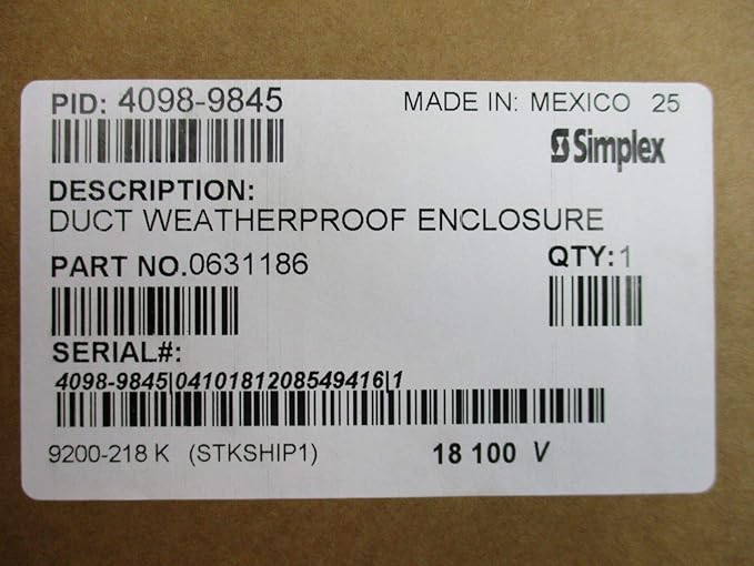 Simplex 4098-9845 - Duct Weatherproof Enclosure, Smoke Detectors & Fire ...