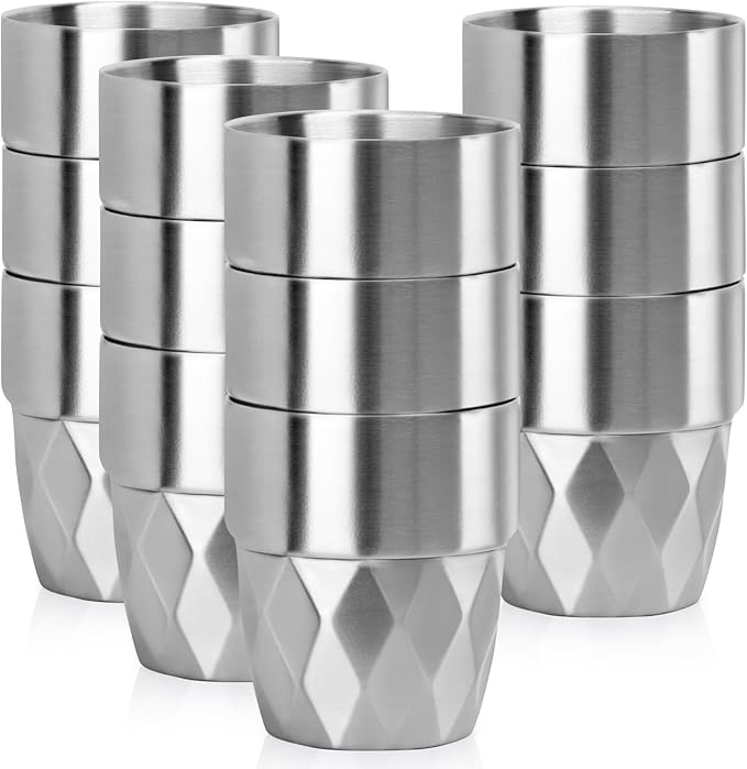 Amazon.com | Beasea Stainless Steel Cups 10 oz, 12 Pack Bulk Stackable ...