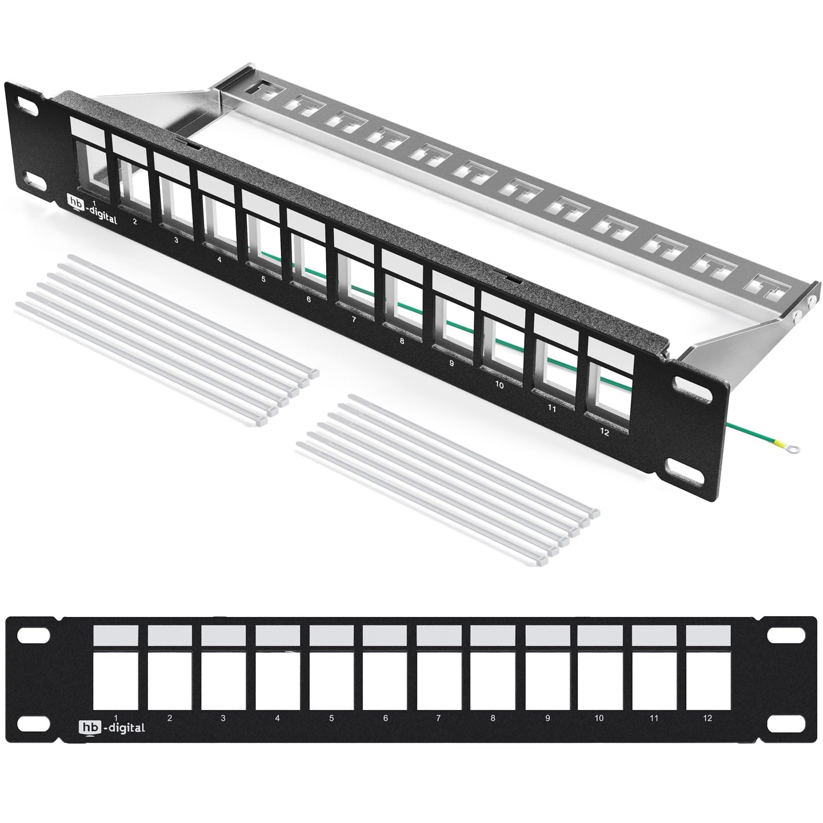 hb-digital 12 Port Patchpanel Verteilerfeld Patchfeld Modular für RJ45 ...