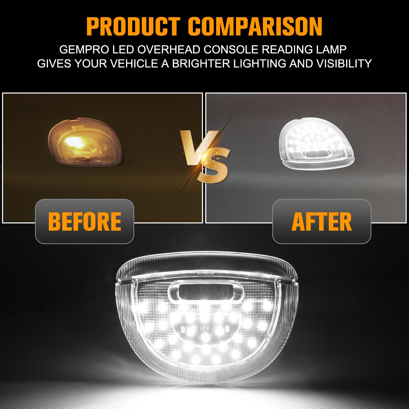 Overhead Display Lighting HERCOO Roof Map Dome Light Cover Overhead