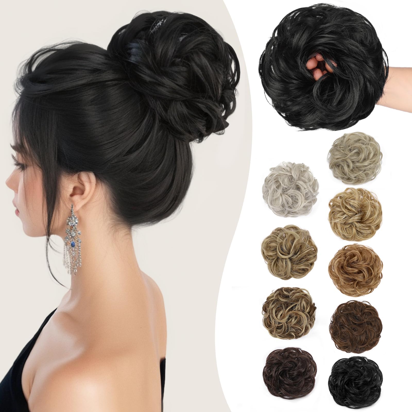 Amazon.com : NOSTALGIA Messy Bun Hair Piece, Drawstring Curly Hair Bun ...