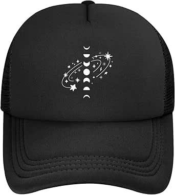 Wikjxiz Moon Phases Hat Mesh Baseball Cap Breathable Black Trucker Hat ...