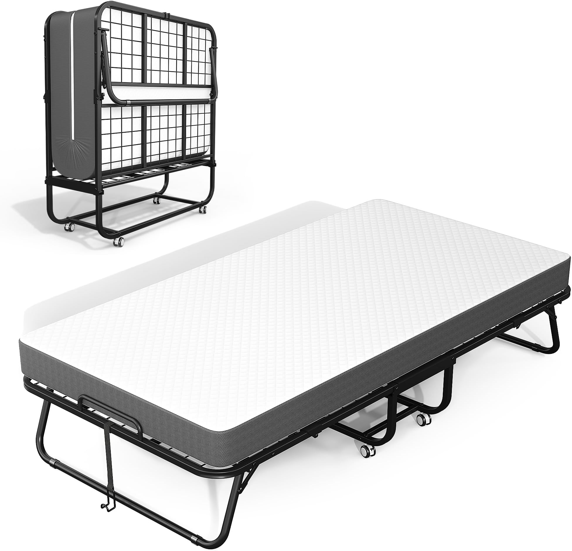 Amazon.com: EconoHome Folding Bed with Mattress - 75x38 Twin Size Bed ...