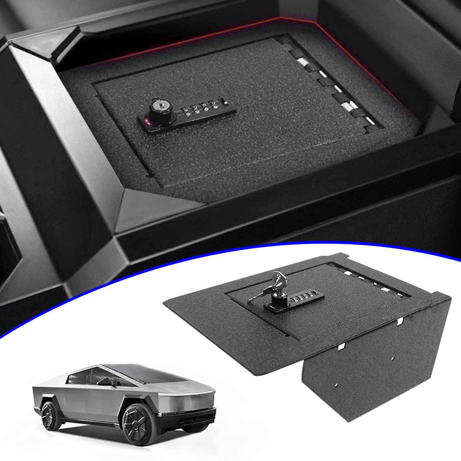 Amazon.com: HANSSHOW Center Console Safe LockBox for Cybertruck Safe ...