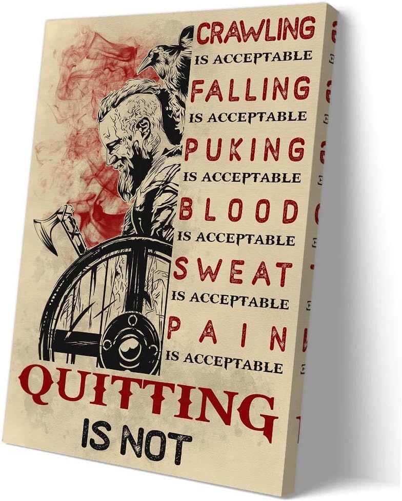 Amazon.com: Yonsibing Viking Warrior Wall Art Motivational Quotes ...