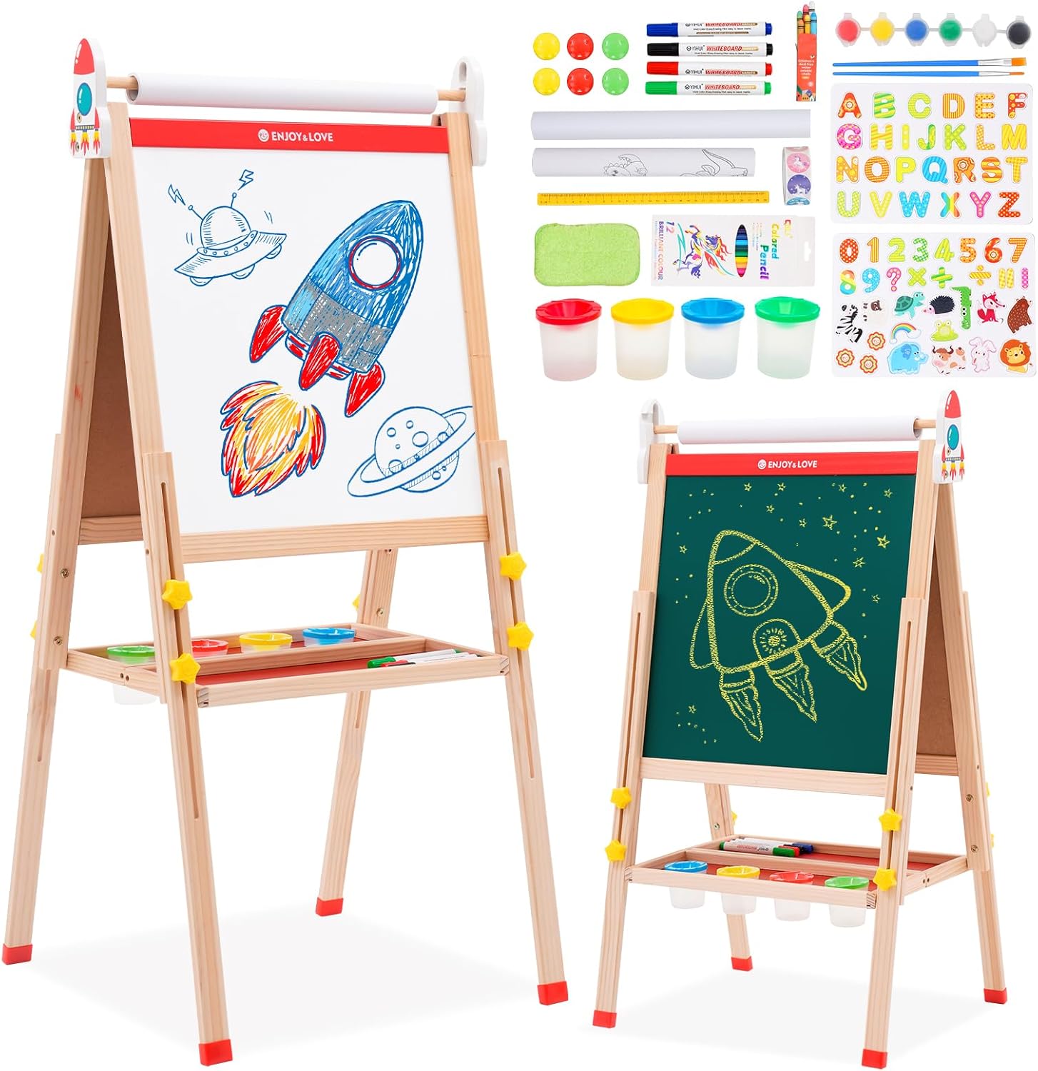 Amazon.com: Easel for Kids with Paper Roll, Kids Art Easel with Large ...