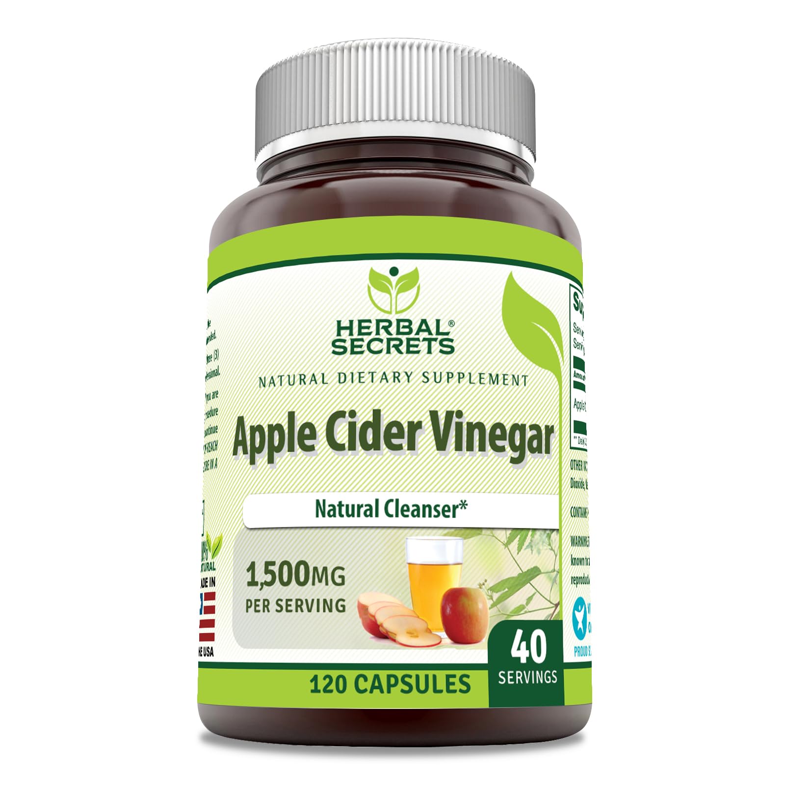 Amazon.com: Herbal Secrets Apple Cider Vinegar Supplement | 1500 Mg Per ...