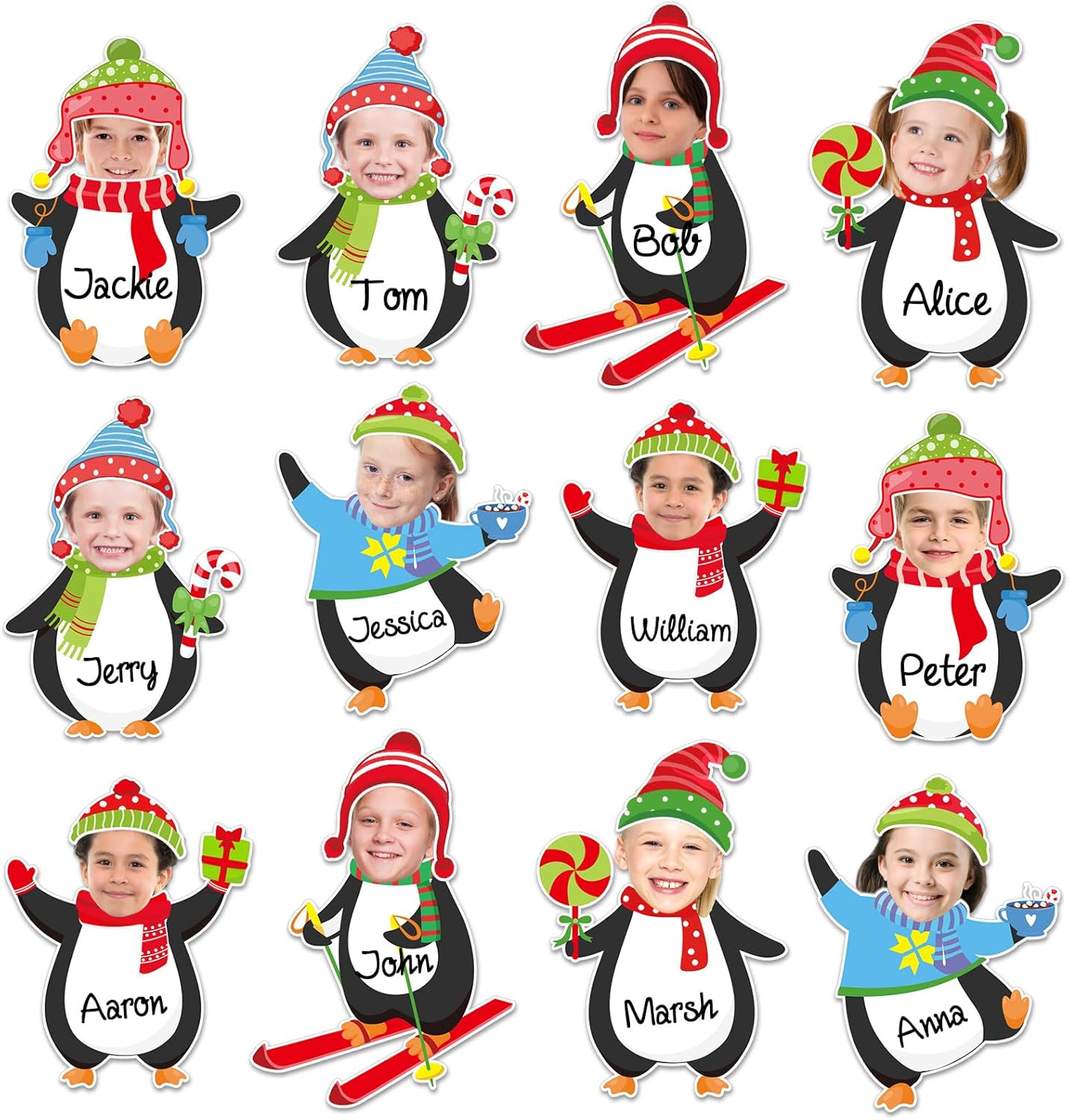 Amazon.com: Whaline Winter Penguin Cutouts, 48 Sets Christmas Penguin ...