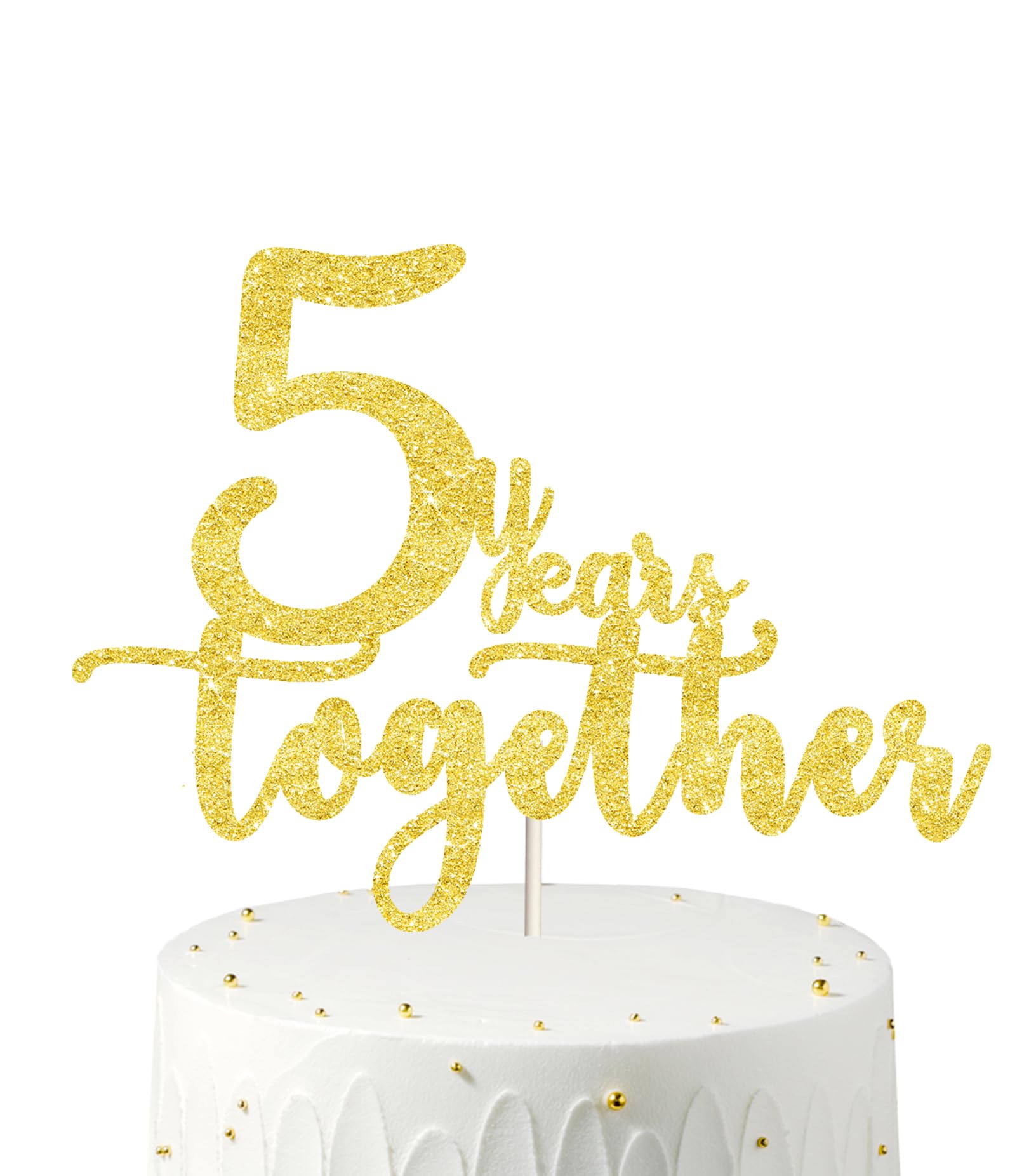 Snapklik.com : 5 Years Together Golden Cake Topper, Happy 5th ...