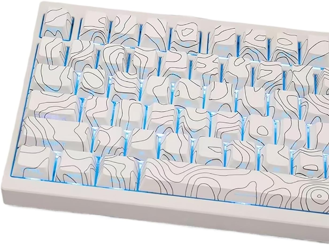 131 Keys White Topographic Keycaps PBT Dye Sub Cherry Profile Side ...