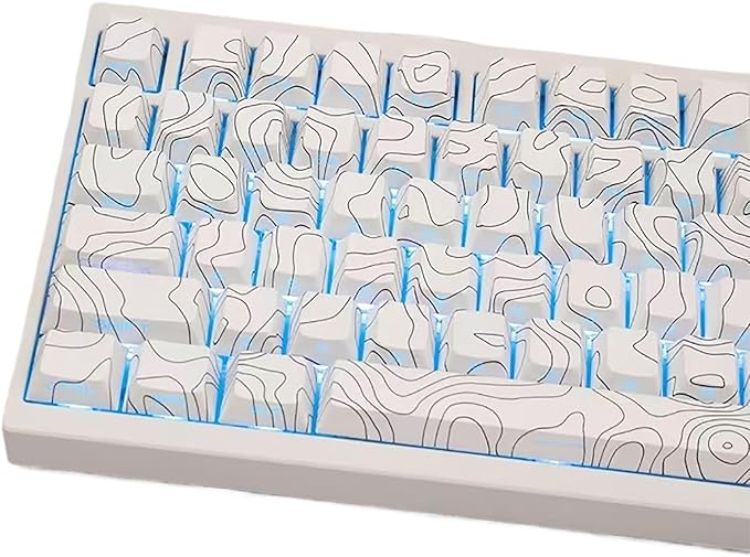 131 Keys Topographic Keycaps PBT Dye Sub Side Printed White Custom ...
