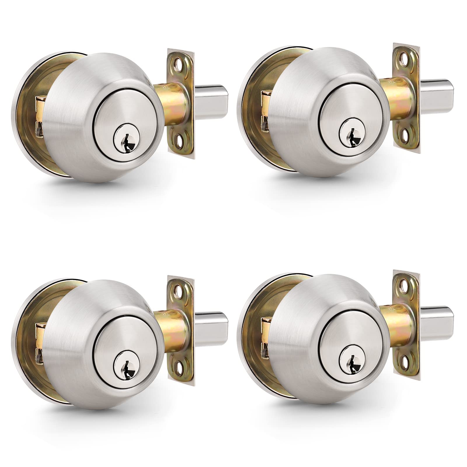 Probrico Deadbolt Lock Sets, Brushed Nickel Door Locks, Single Cylinder ...