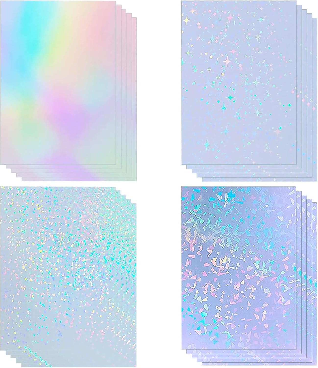 Amazon.com : 20 Sheets A4 Holographic Stickers Self-Adhesive Waterproof ...