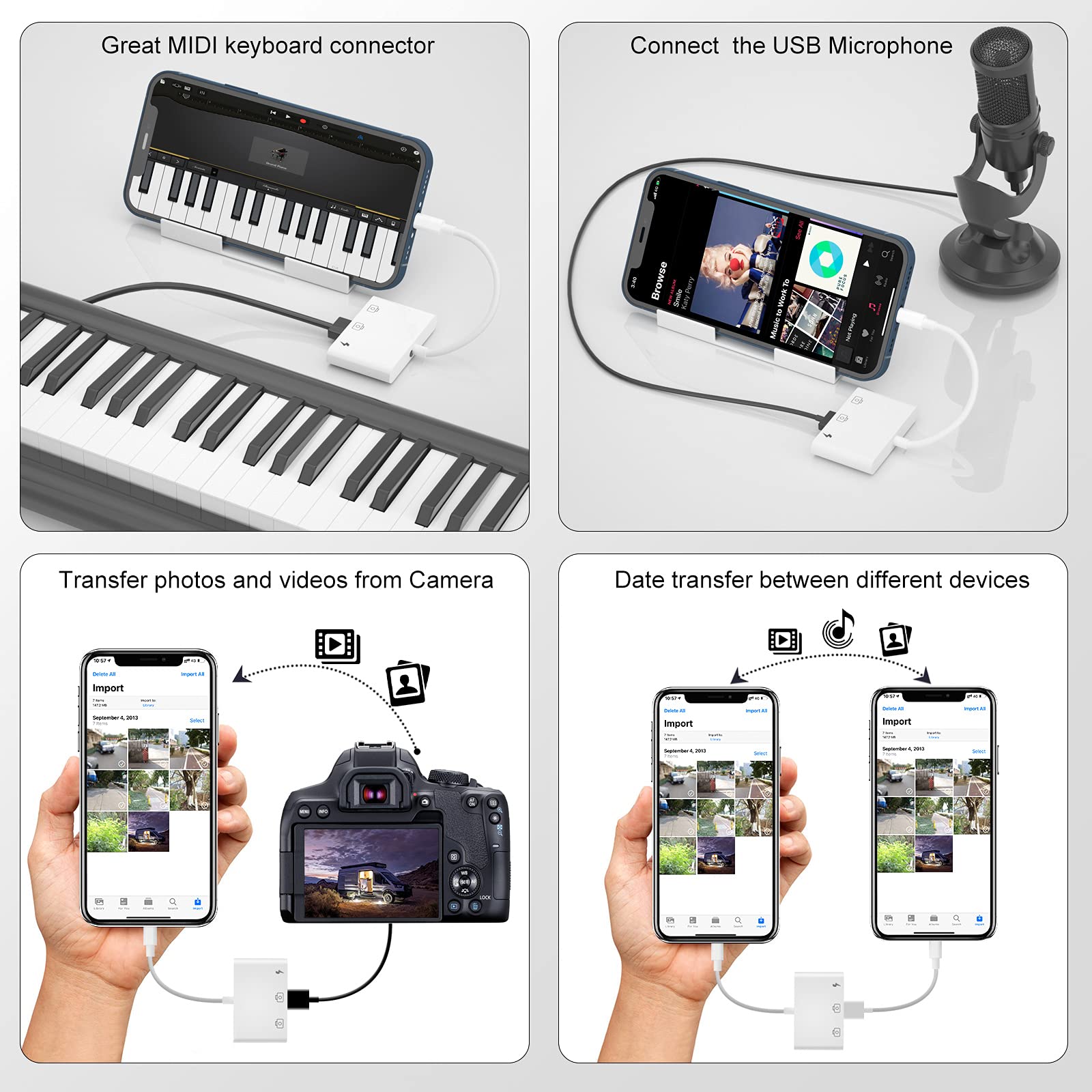 Snapklik.com : USB Camera Adapter, 3 In 1 Dual USB Female OTG Adapter