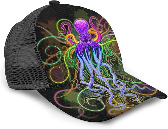 Unisex Baseball Cap Hippie Trippy Psychedelic Octopus Caps Trucker Hat ...