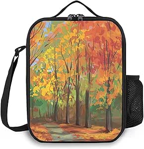 Amazon.com: Rustic Lunch Bag for Women Men,North Leaves Fall Park ...