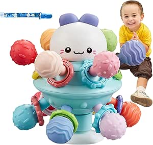 Amazon.co.jp: Sensory Pacifier Toy with Ball Rattle,Silicone Chewing ...