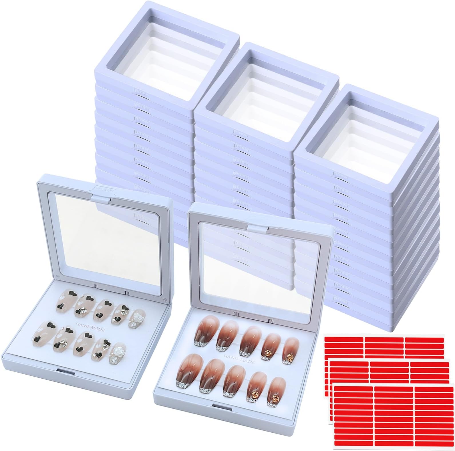 Amazon.com: GUXACU 32 Pack Press On Nail Packaging Boxes 3D Floating ...