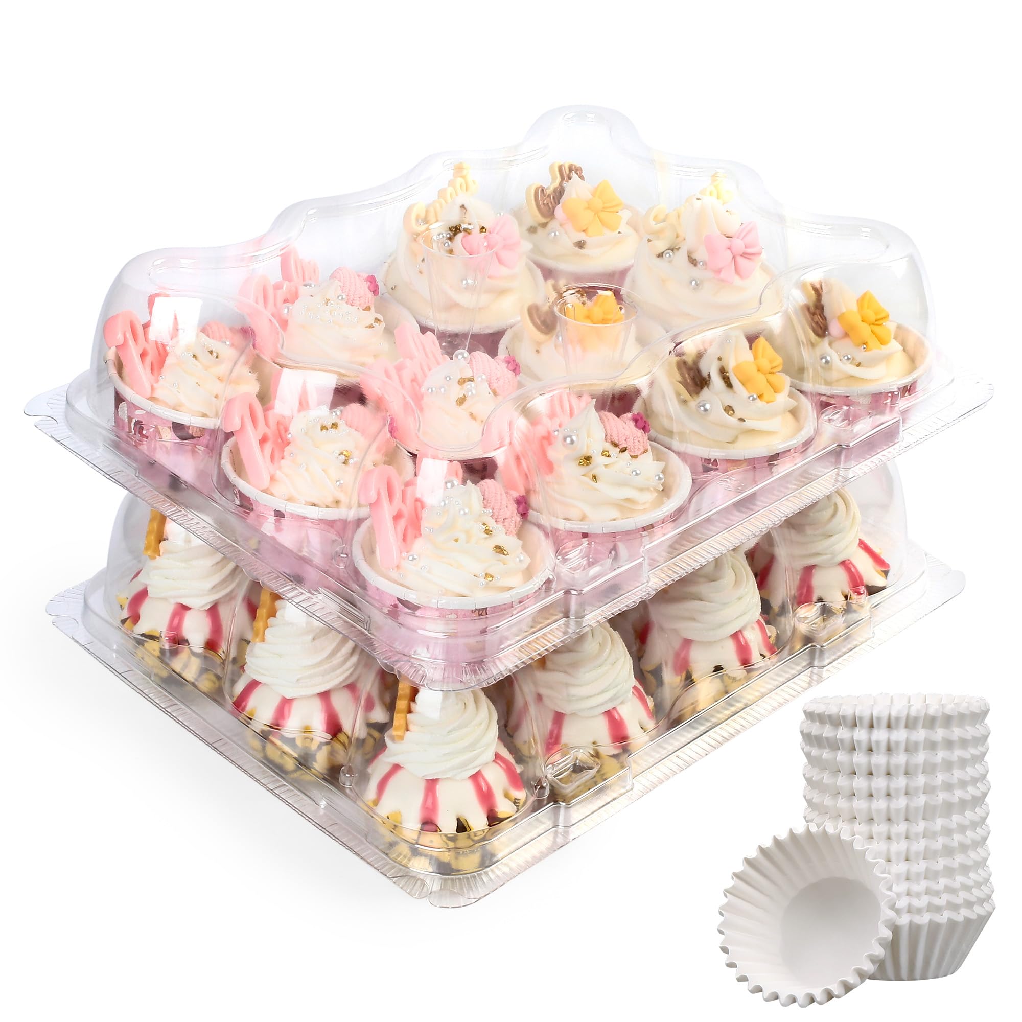 Amazon.com: LotFancy Mini Cupcake Containers, 12 Count, 40 Pack, Clear ...