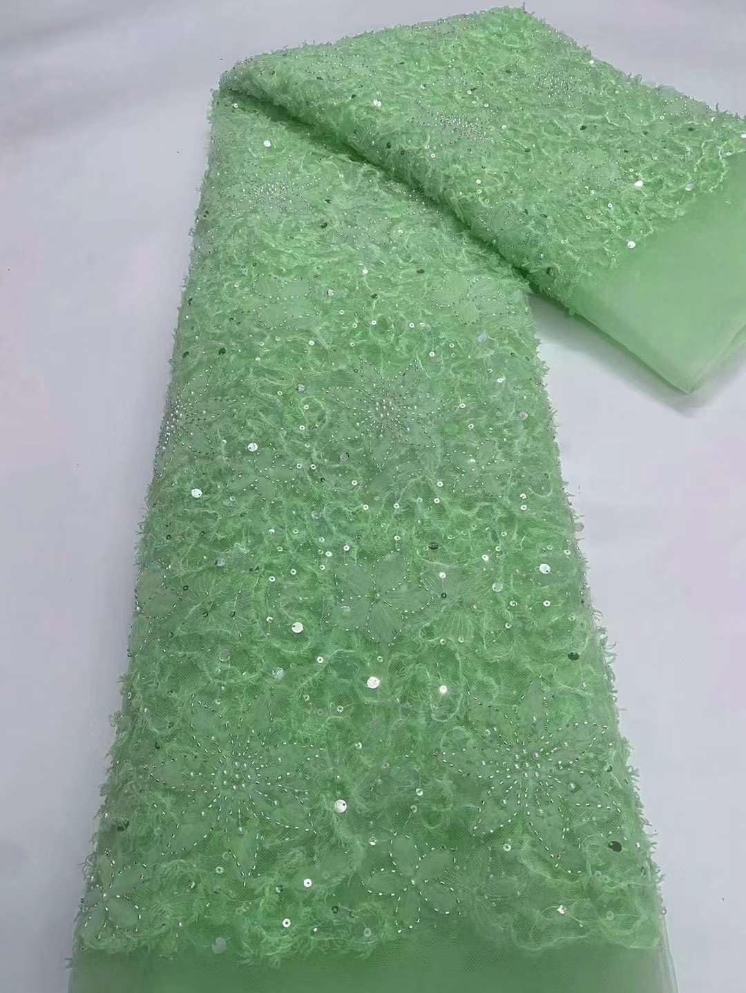 Amazon.com: African Beads Lace Embroidered Sequin Lace 5 Yards Women ...