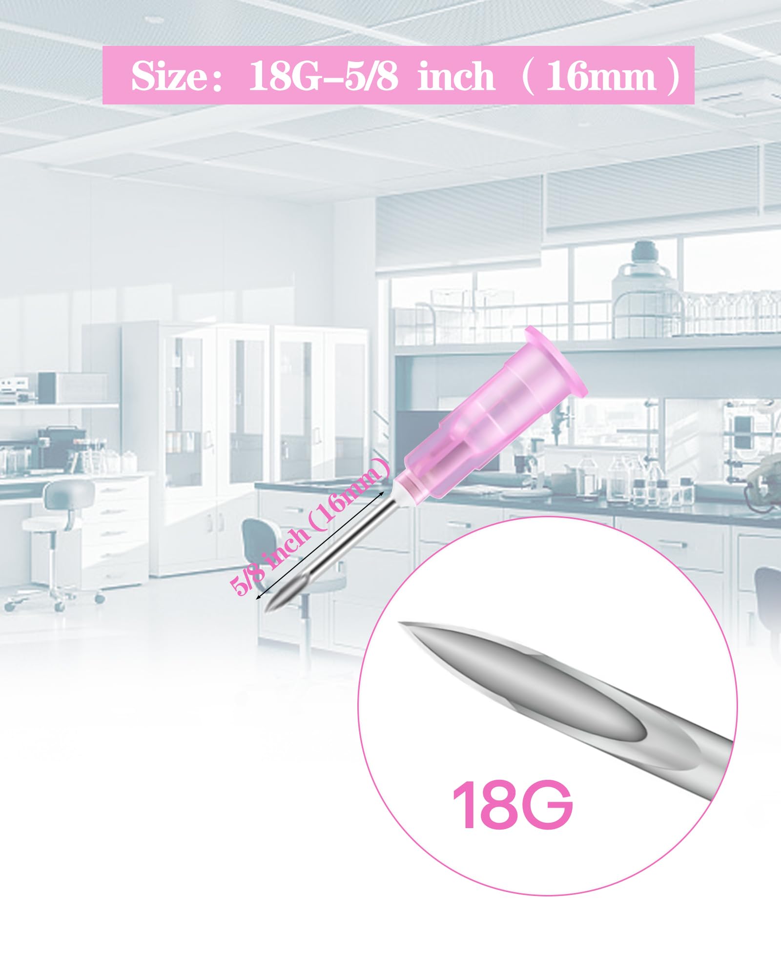 Snapklik.com : 18G 5/8 Inch16MM Needles For Lab Measuring, 100 Pack ...