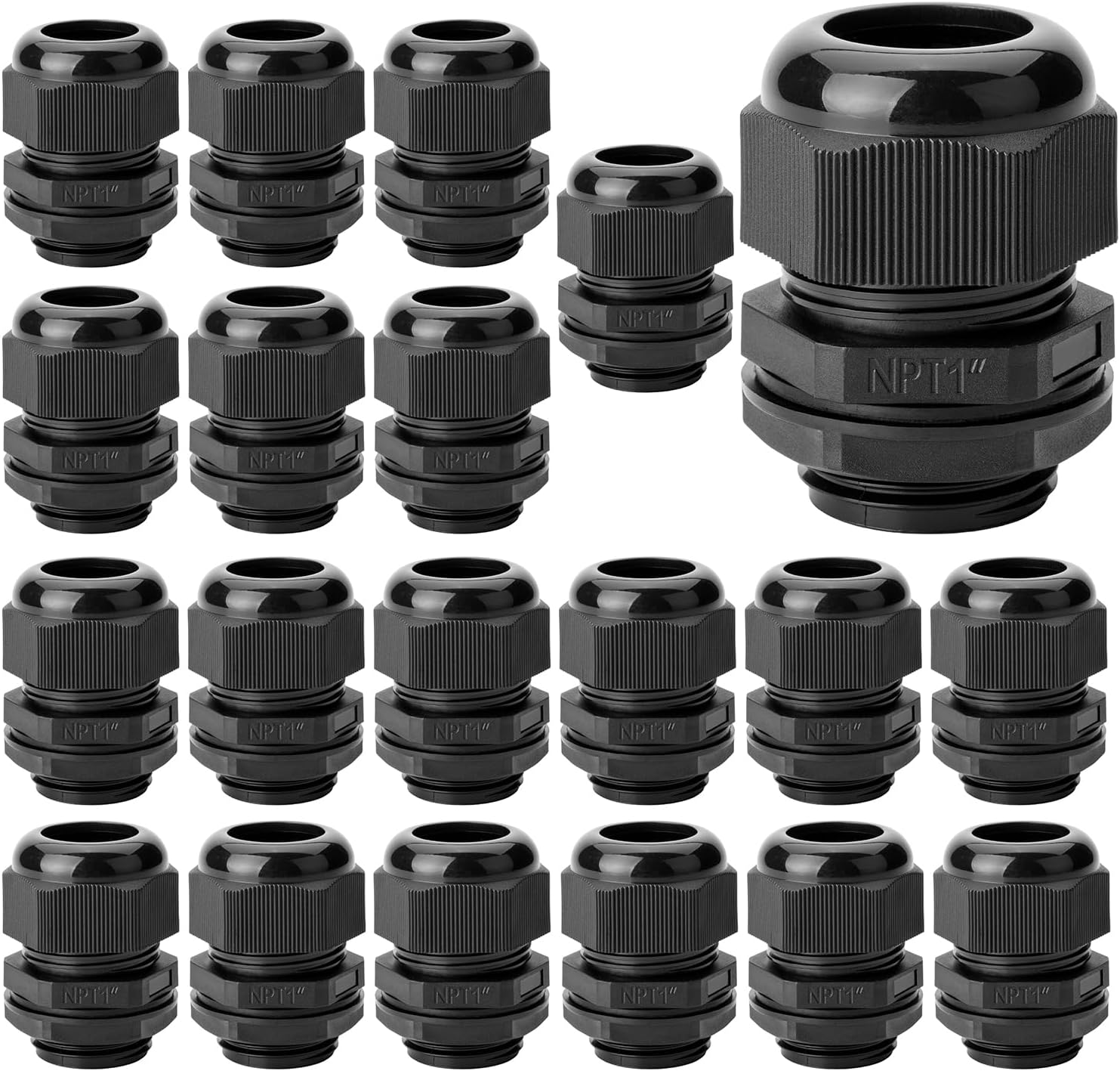 Bates- Cable Gland, 20 Pack, 1" NPT, Nylon Strain Relief Cord Connector ...