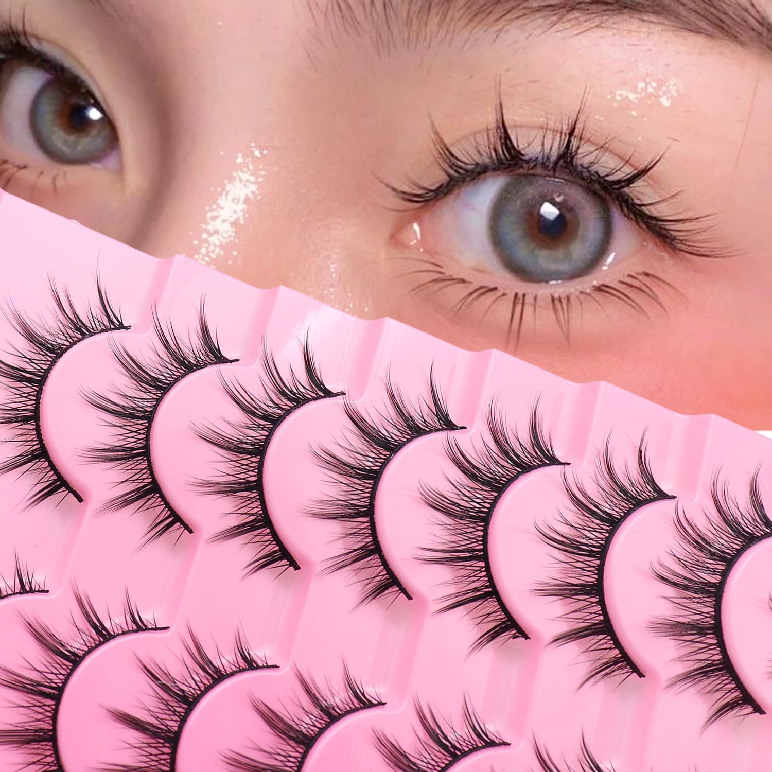 Amazon.com: Ahrikiss Manga Lashes Natural Look Wispy Anime Lashes Soft ...